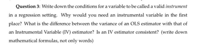 Solved Question 3: Write down the conditions for a variable | Chegg.com