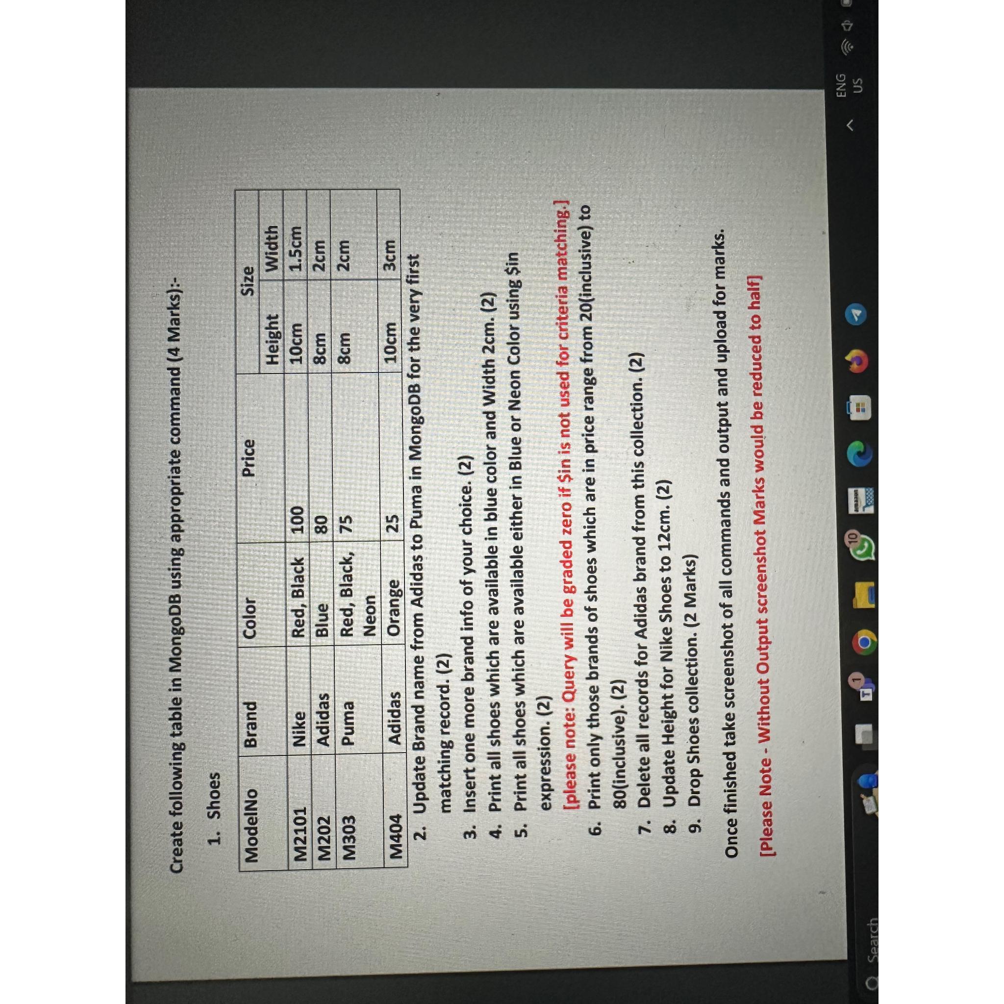 Solved Create following table in MongoDB using appropriate | Chegg.com