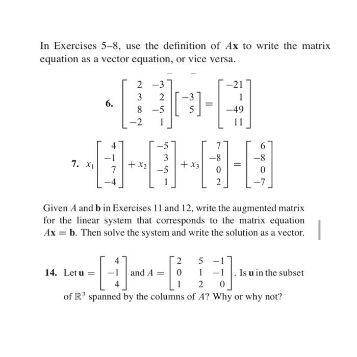 Solved In Exercises 5−8, use the definition of Ax to write | Chegg.com