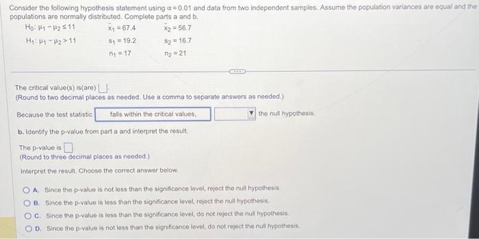 Solved Consider the following hypothesis statement using | Chegg.com