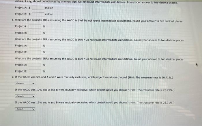 Solved Your division is considering two projects with the | Chegg.com