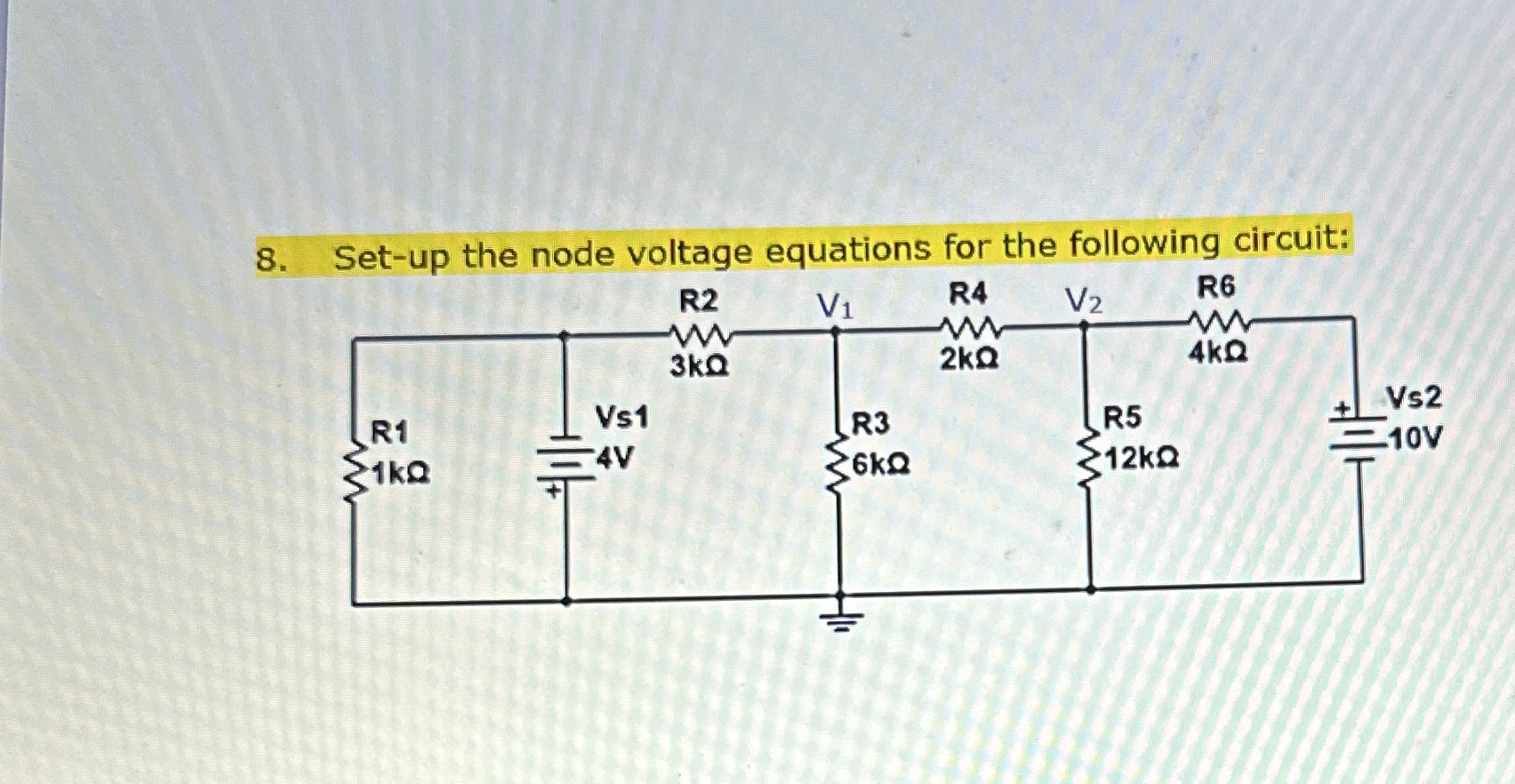 Solved Set-un the node voltage equations for the following | Chegg.com