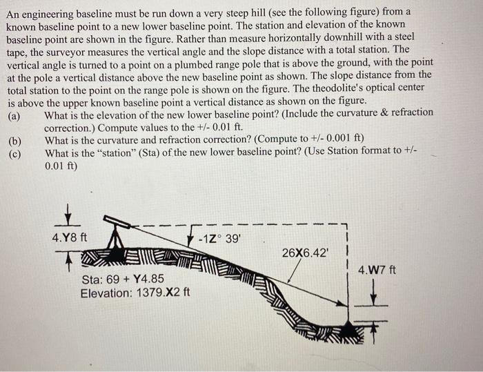 Solved An engineering baseline must be run down a very steep | Chegg.com