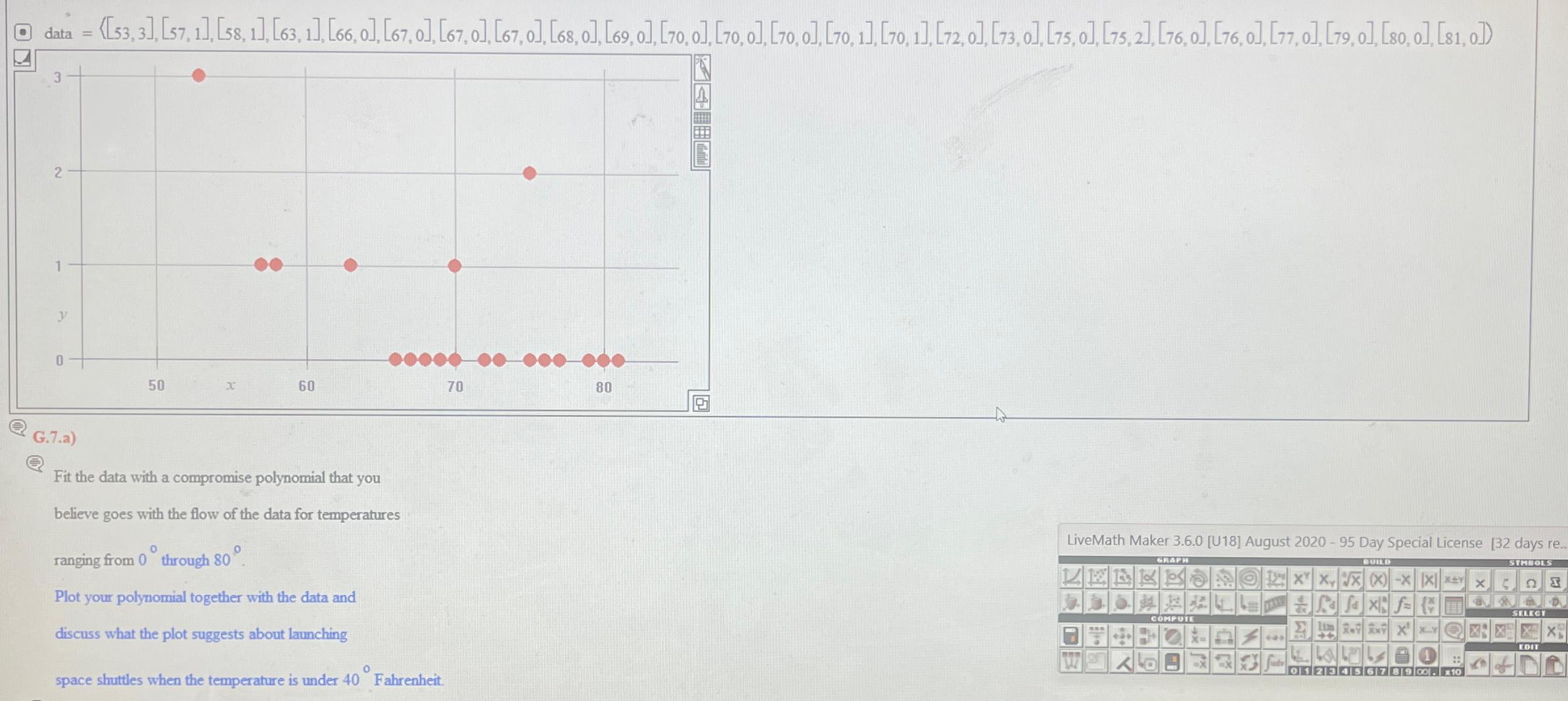 Solved G.7.a)Fit the data with a compromise polynomial that | Chegg.com