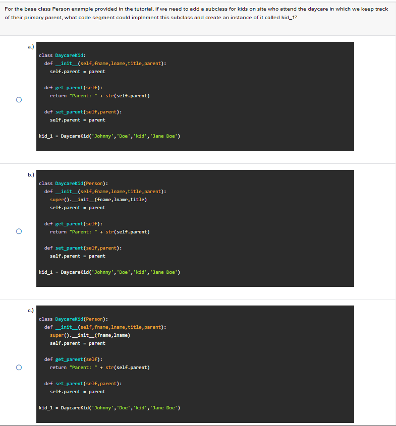 Solved For the base class Person example provided in the | Chegg.com