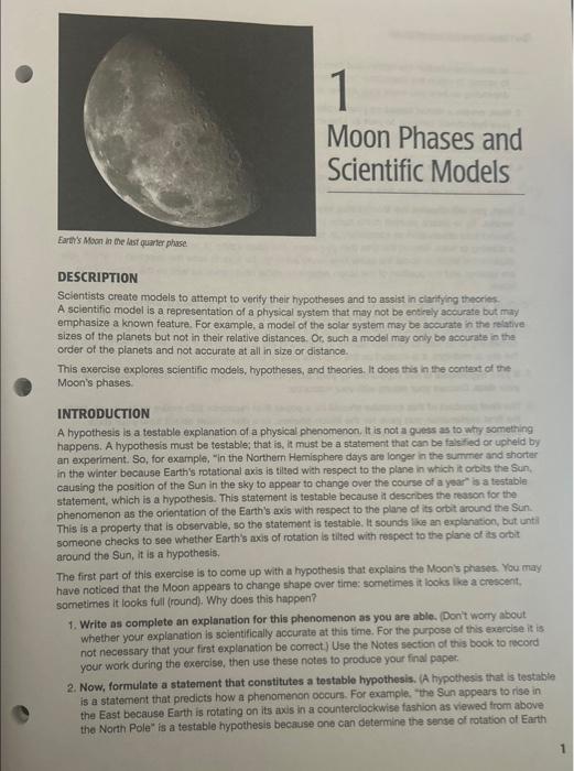 Solved NoteS for Moon Phases and Scientific Models 1. Your | Chegg.com