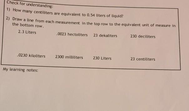 Solved Check for understanding: 1) How many centiliters are | Chegg.com