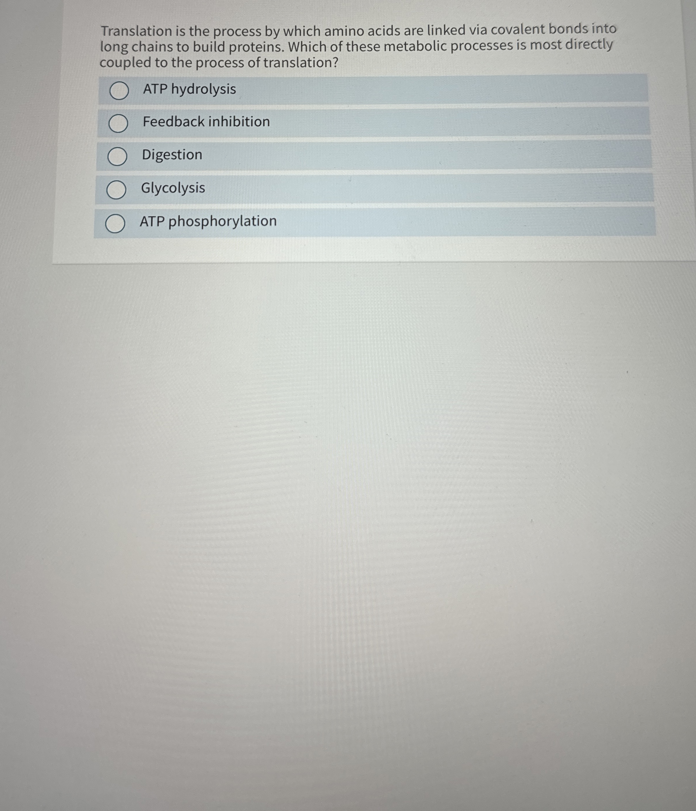 Solved Translation is the process by which amino acids are | Chegg.com