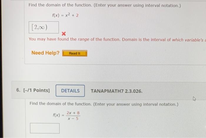 Solved Find the domain of the function. (Enter your answer | Chegg.com