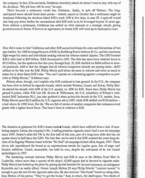 Solved 8. What is RJR's current principal business strategy? | Chegg.com