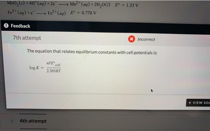Solved Use the appropriate standard reduction potentials | Chegg.com