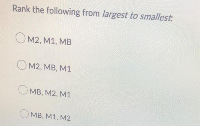 Solved Rank the following from largest to smallest: M2, M1, | Chegg.com
