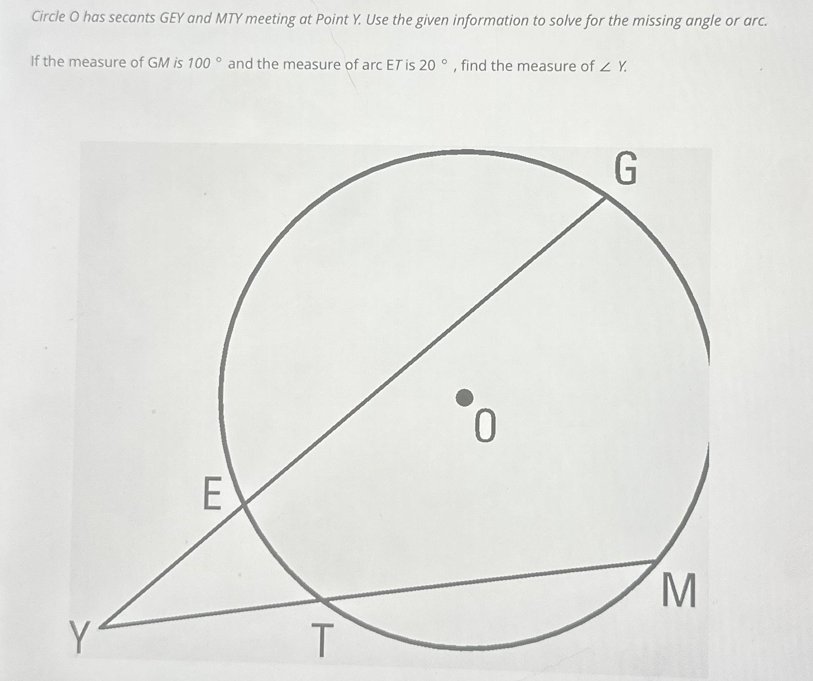 Solved Find the measure of Y | Chegg.com