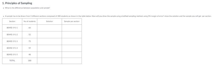 1. Principles of Sampling • What is the difference | Chegg.com