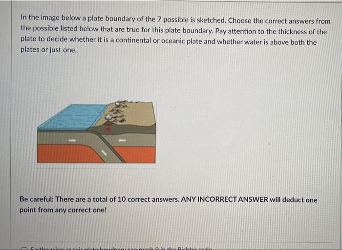 Solved In the image below a plate boundary of the 7 possible | Chegg.com