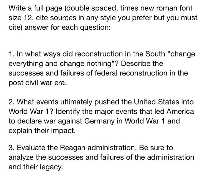 Write a full page (double spaced, times new roman | Chegg.com