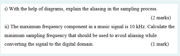 Solved i) With the help of diagrams, explain the aliasing in | Chegg.com