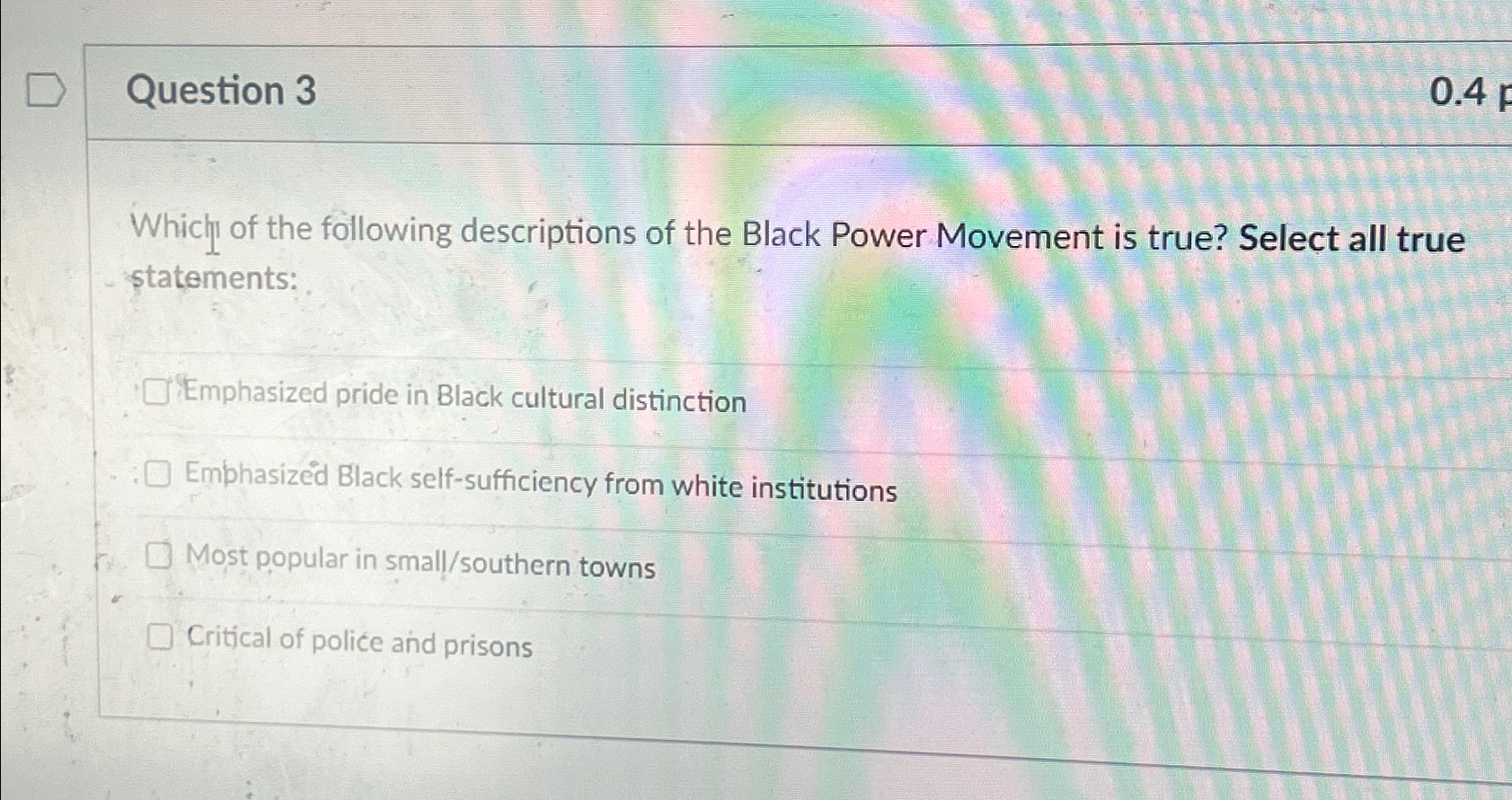 Solved Question 3Which of the following descriptions of the | Chegg.com