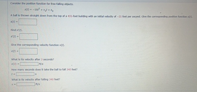 Solved Consider the position function for free-falling | Chegg.com