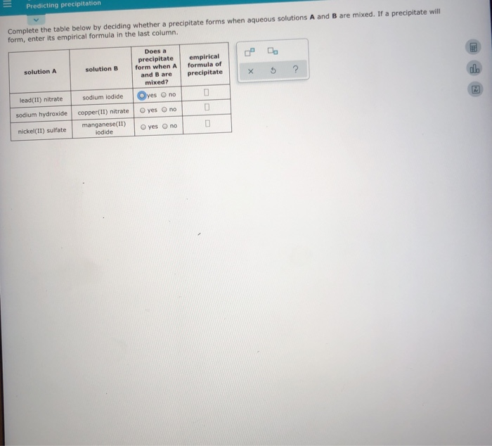 Solved Predicting precipitation Complete the table below by | Chegg.com