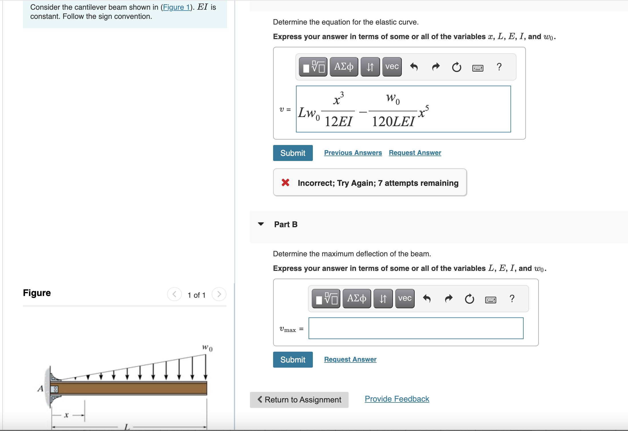 Solved Consider the cantilever beam shown in (Figure 1). EI | Chegg.com