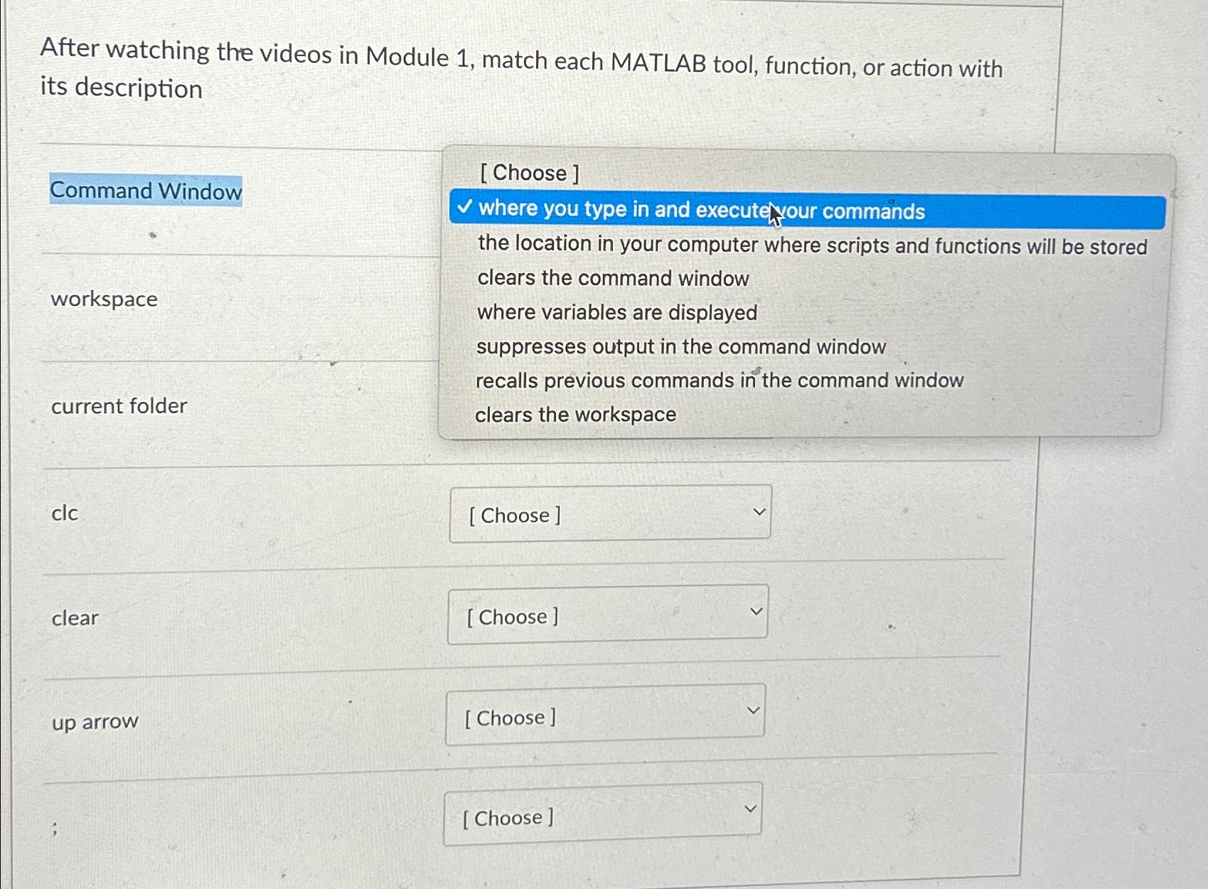 Solved After watching the videos in Module 1, ﻿match each | Chegg.com