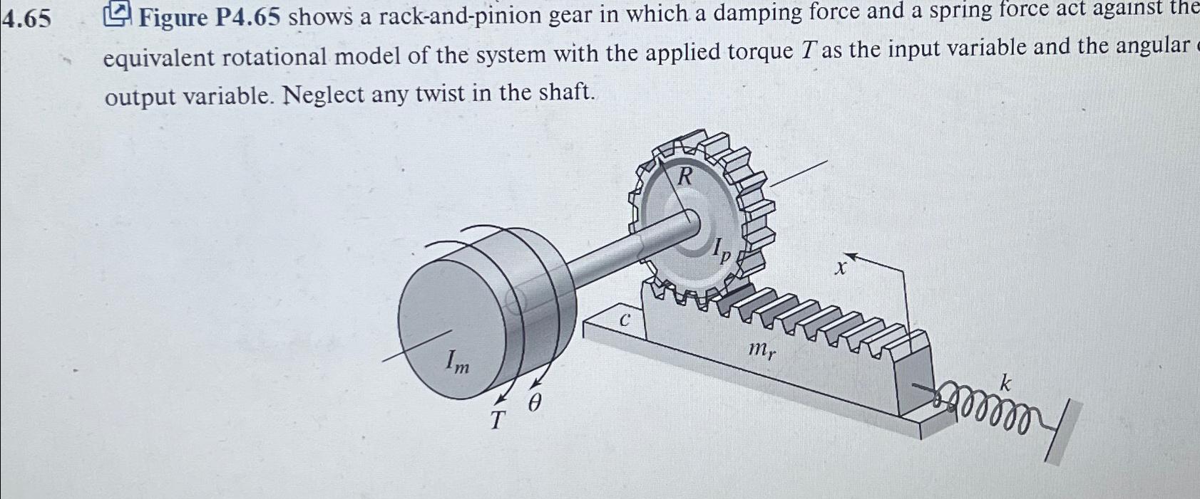 4.65 ﻿Figure P4.65 ﻿shows a rack-and-pinion gear in | Chegg.com