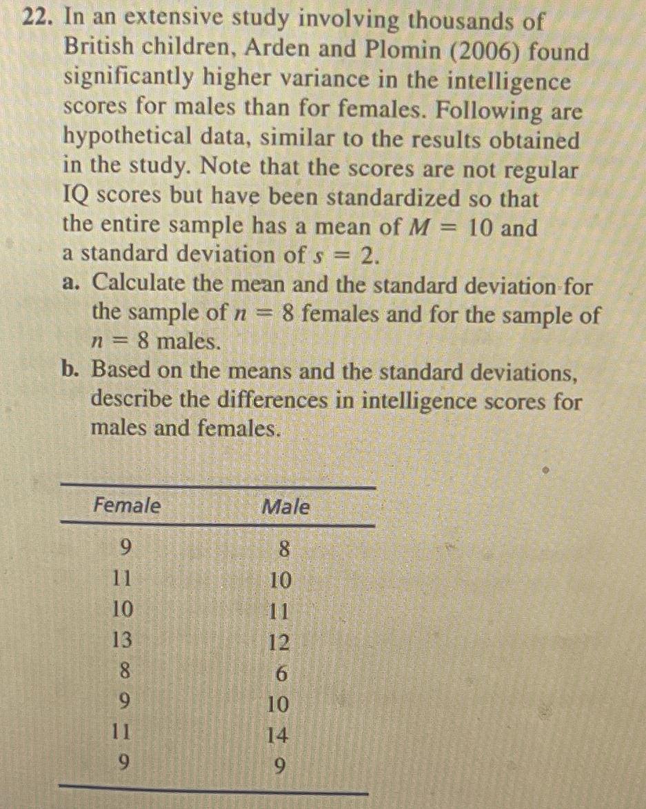 Solved In an extensive study involving thousands of British | Chegg.com