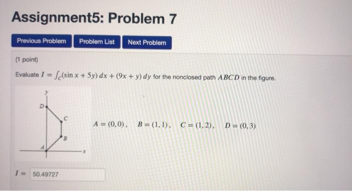 Solved Assignment5 Problem 7 Previous Problem Probler List 8261