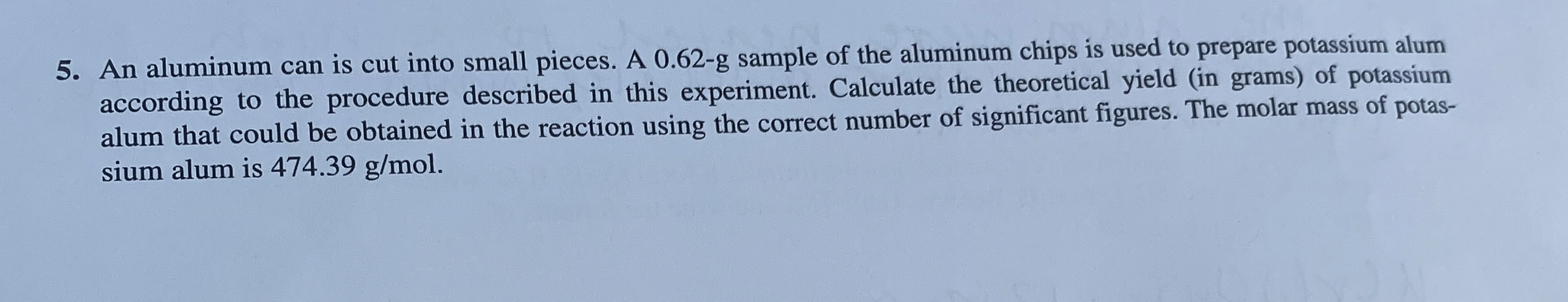 Solved For the synthesis of potassium alum, advantage is | Chegg.com