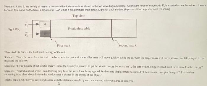 Solved Two carts, A and B, are initially at rest on a | Chegg.com