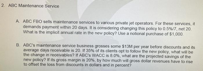 Solved 2. ABC Maintenance Service A. ABC FBO sells | Chegg.com