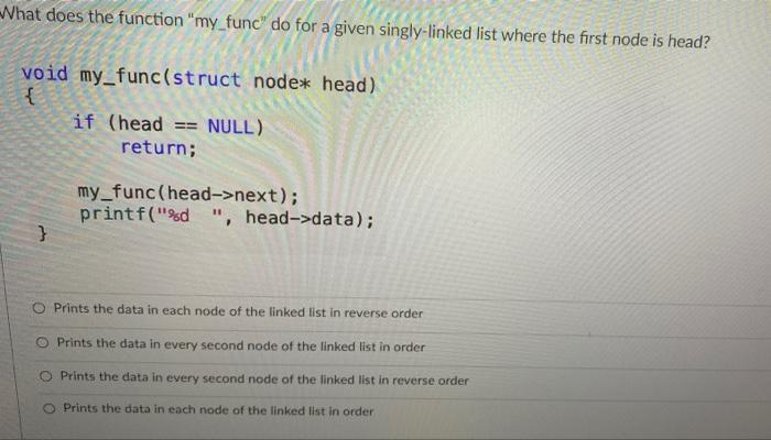 Solved What does the function "my_func" do for a given | Chegg.com