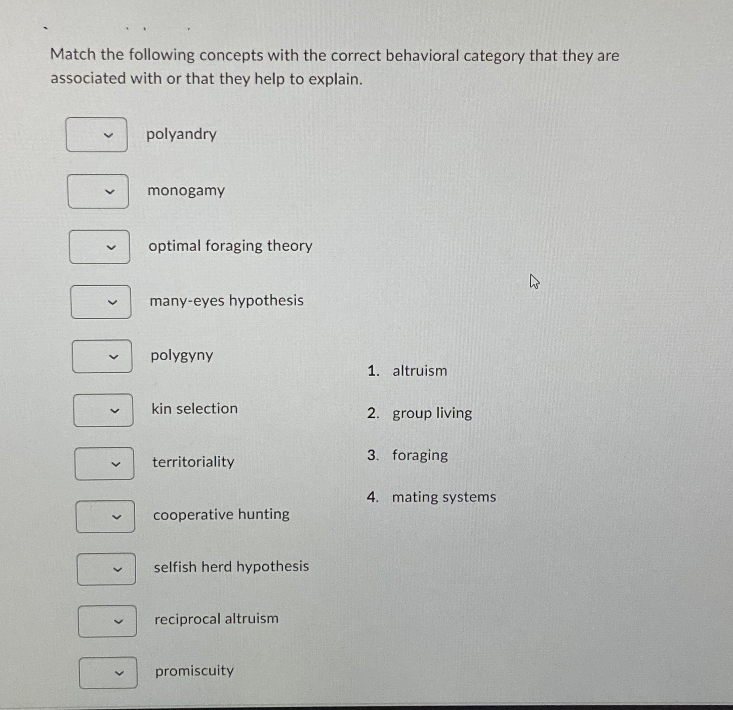 Solved Match the following concepts with the correct | Chegg.com