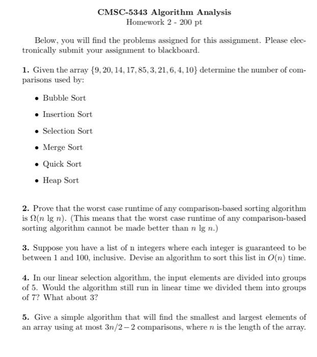Solved CMSC-5343 Algorithm Analysis Homework 2 - 200 pt | Chegg.com