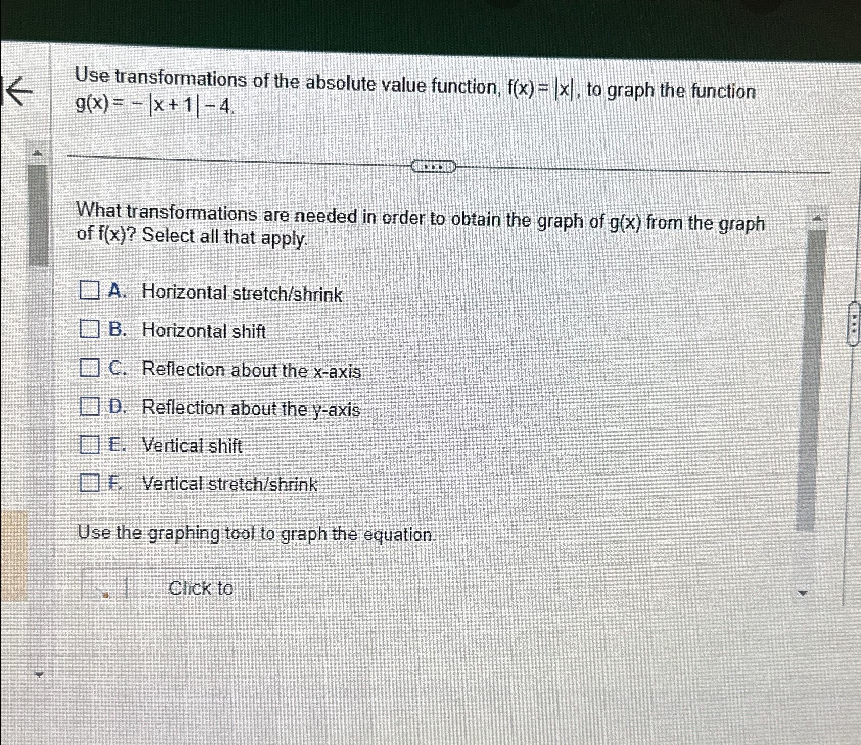 Solved Use transformations of the absolute value function, | Chegg.com