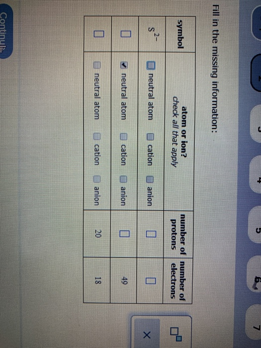 Solved fill in the missing information: atom or ionnumber of | Chegg.com