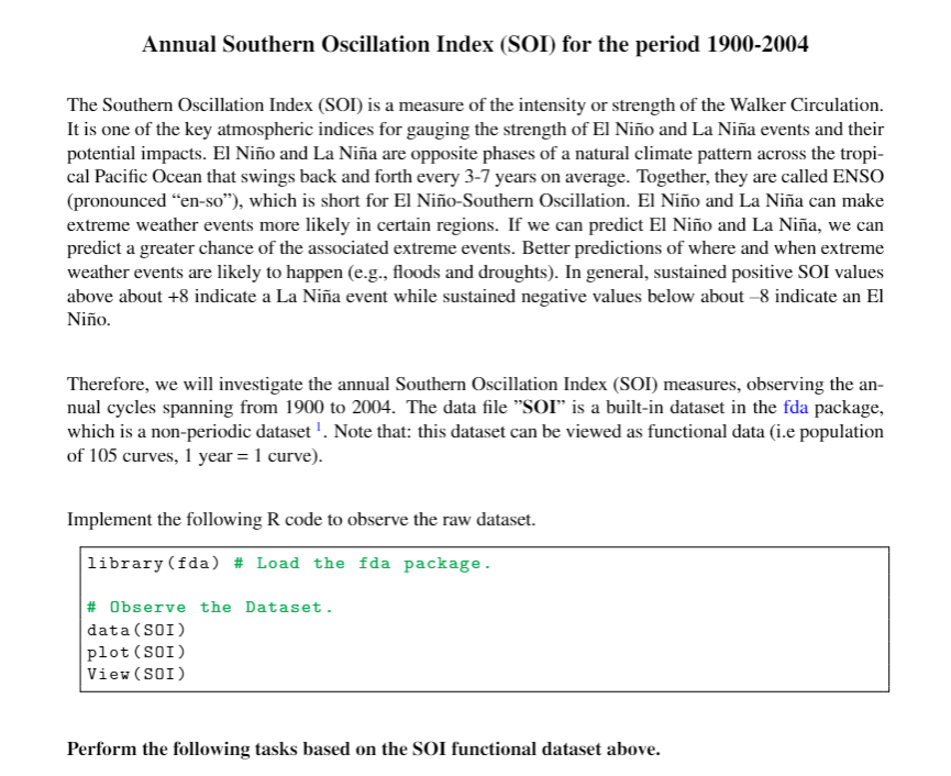 Solved Annual Southern Oscillation Index (SOI) ﻿for the | Chegg.com