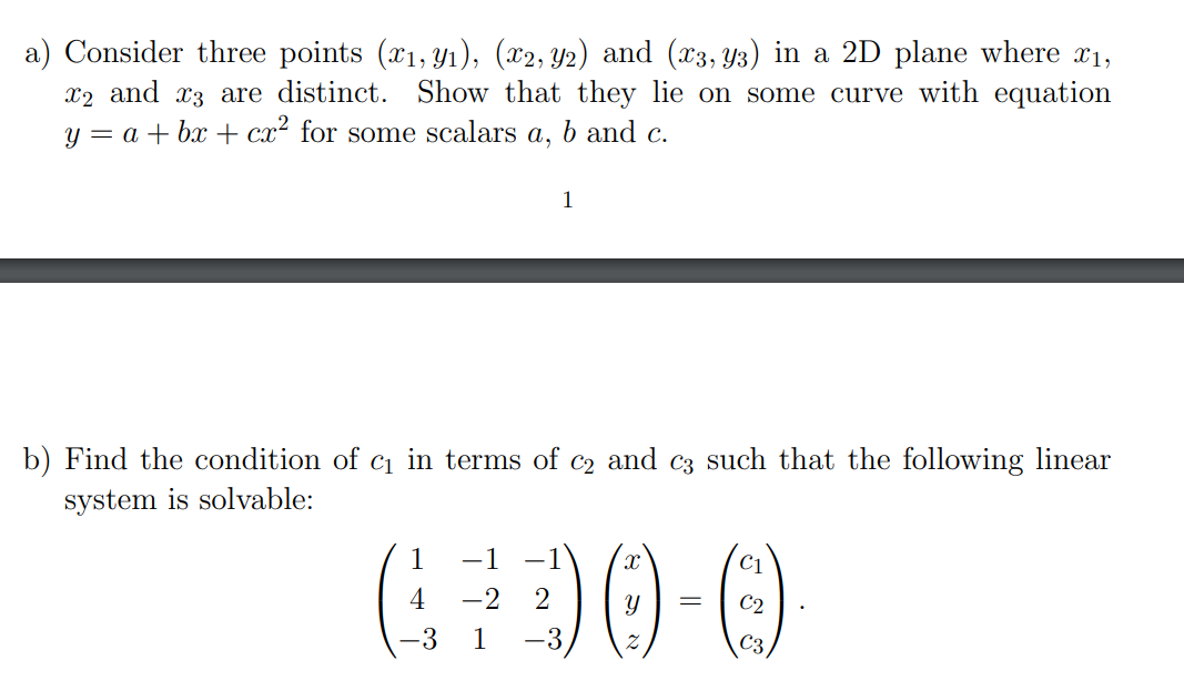 Solved a) ﻿Consider three points (x1,y1),(x2,y2) ﻿and | Chegg.com