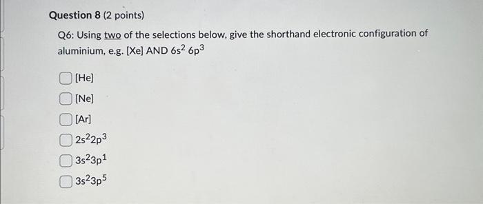 Solved Q6: Using two of the selections below, give the | Chegg.com