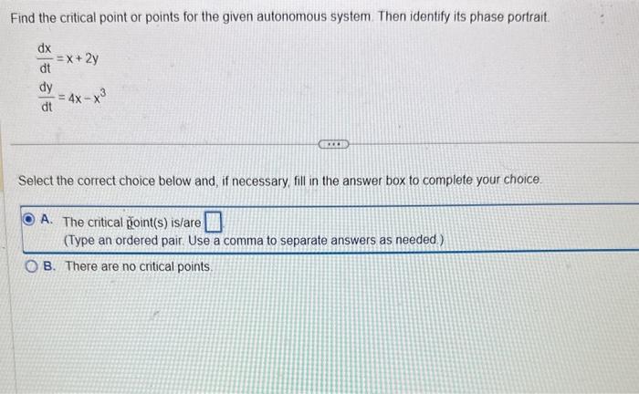 Solved Find the critical point or points for the given | Chegg.com