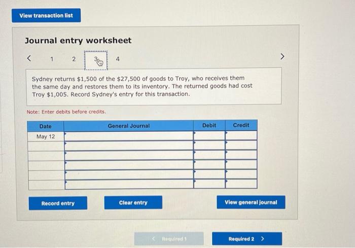 Solved Journal entry worksheet Sydney accepts delivery of | Chegg.com