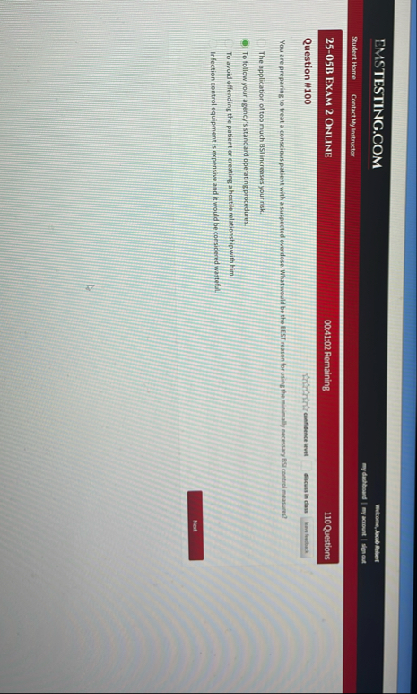 Solved EMSTESTING.COMydrabouesStudent HomeContact My | Chegg.com