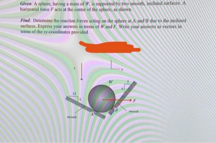 Solved Given: A sphere, having a mass of W, is supported by | Chegg.com