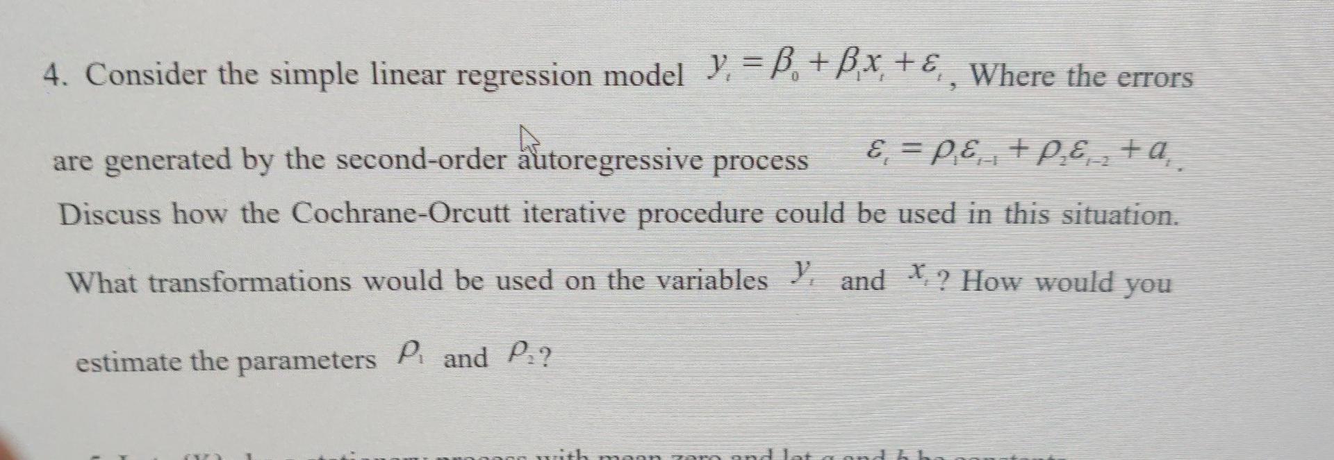 Solved 4. Consider the simple linear regression model Y = B. | Chegg.com