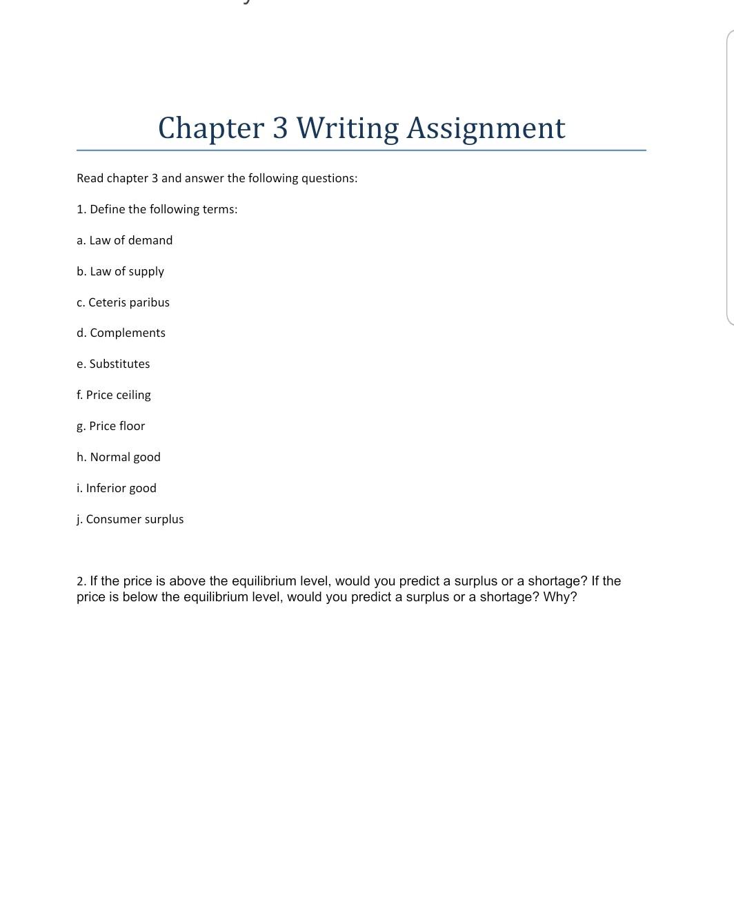 Solved Chapter 3 Writing Assignment Read chapter 3 and | Chegg.com