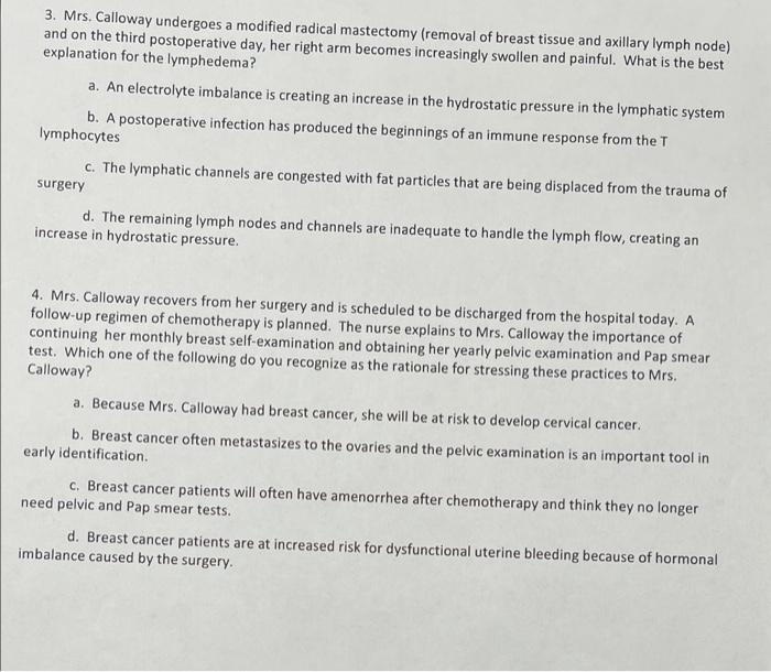 Solved Irs. Beth Calloway, 47 years old, discovered a lump | Chegg.com