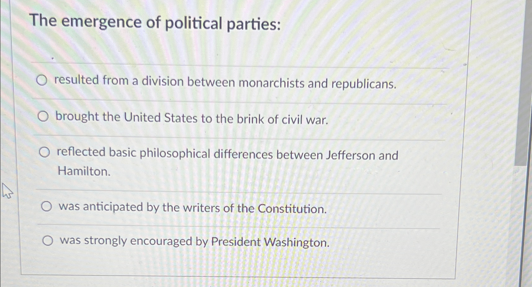 Solved The emergence of political parties:resulted from a | Chegg.com