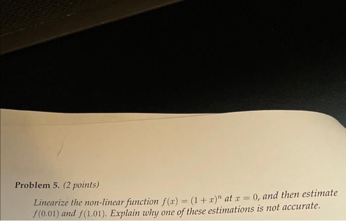 Solved Problem 5 2 Points Linearize The Non Linear 0182