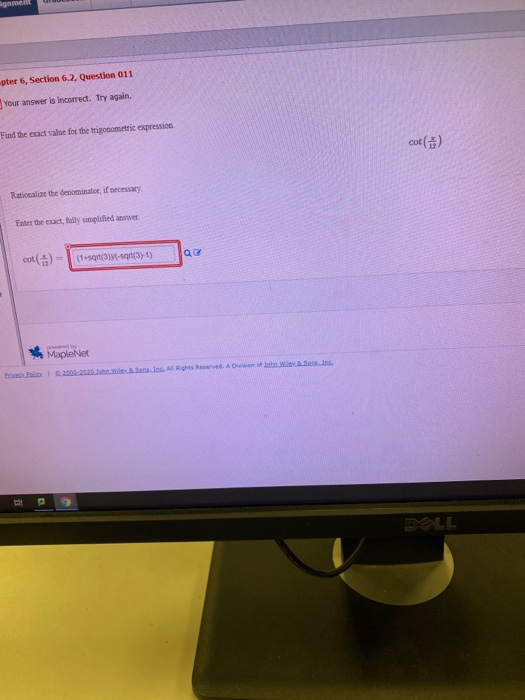 Solved pter 6, Section 6.2, Question 011 Your answer is | Chegg.com